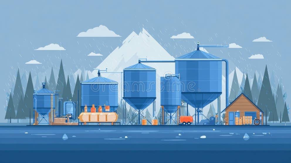 Clean Water Storage Infographic Showing Tanks and Facilities in a ...
