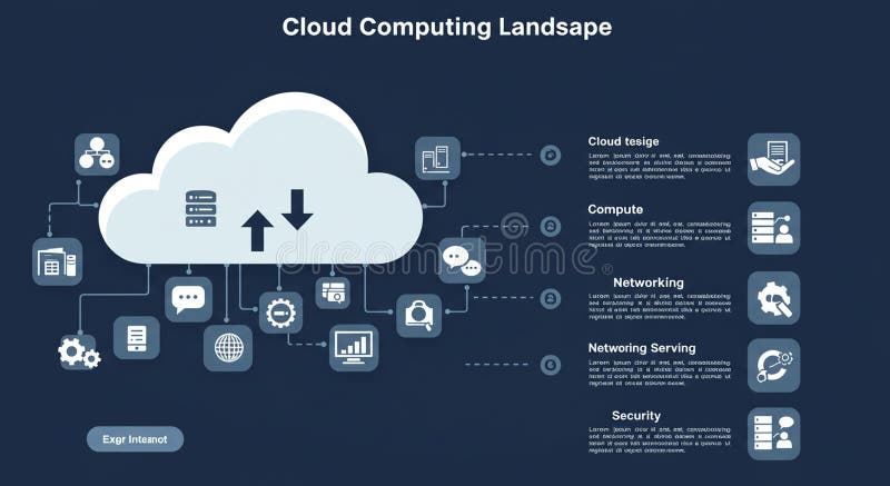 Infographic Illustrates Cloud Computing, Featuring a Central Cloud Icon ...
