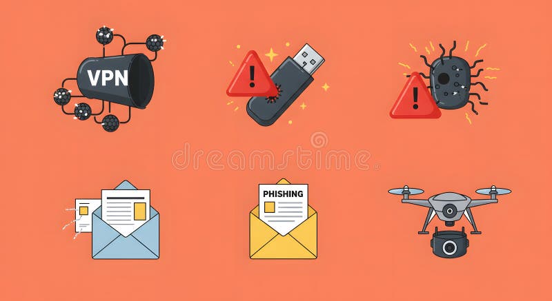 Cybersecurity Threats: a Visual Guide Stock Illustration - Illustration ...