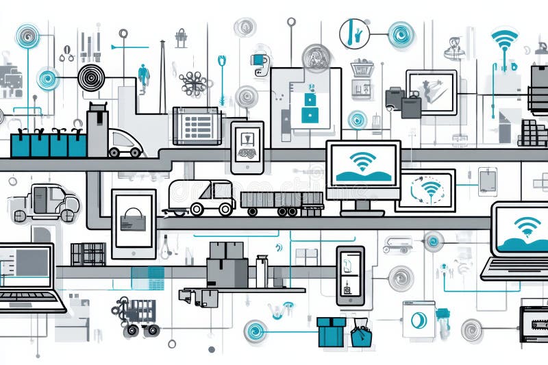 Supply Chain Breakdown Infographic Showcasing Tech Goods with Delivery ...