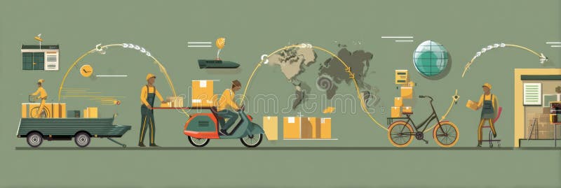 Delivery Process Overview Showcasing Packing, Shipping, and Receiving ...