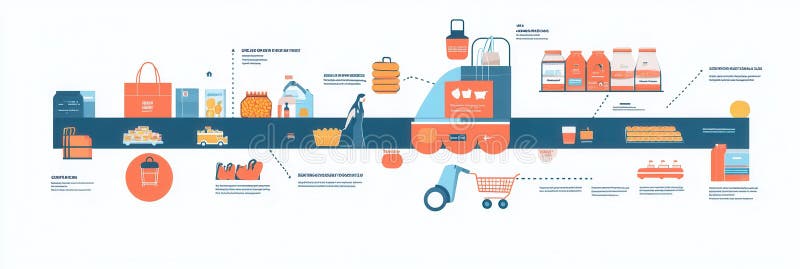Grocery Order Flow Infographic Showing Selection, Checkout, Packaging ...