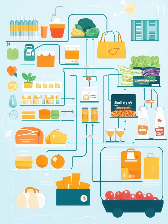 Grocery Order Flow Infographic Showing Selection, Checkout, Packaging ...
