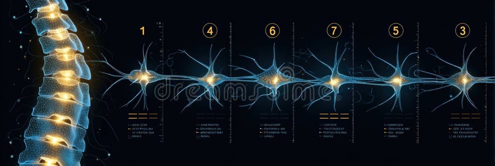 Detailed Infographic Highlighting Spinal Nerves with Numbered Segments ...