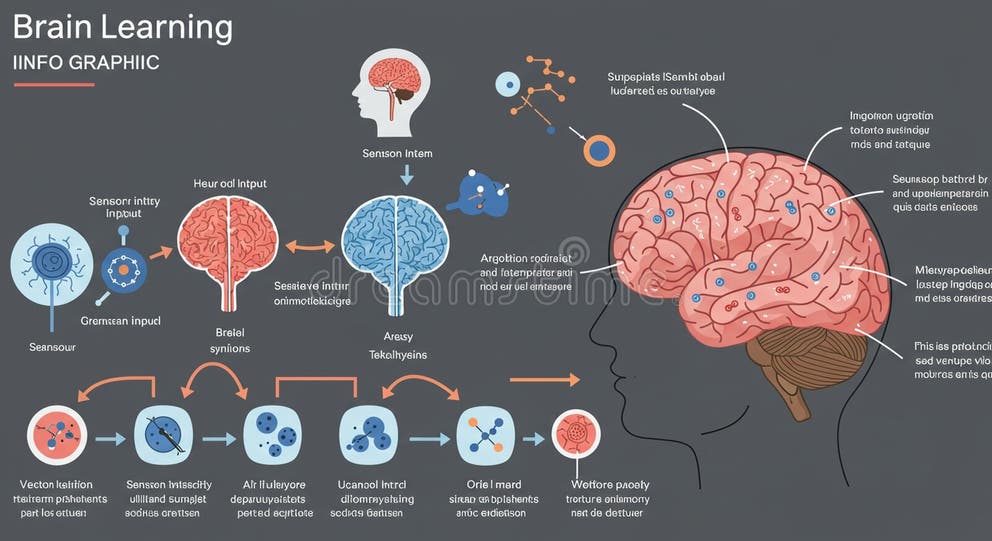 Infographic Illustrating Brain Learning, Featuring a Human Brain with ...