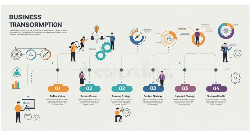 Infographic Illustrating a Business Transformation Process with Five ...