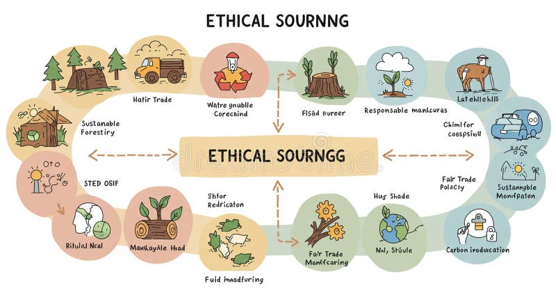 Infographic Illustrating a Cyclical Process Labeled "Ethical Sourcing ...