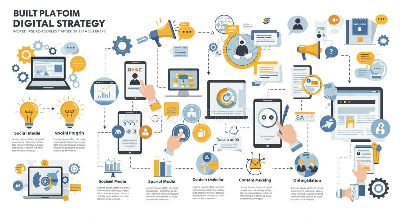 Infographic Illustrating a Digital Strategy with Interconnected ...