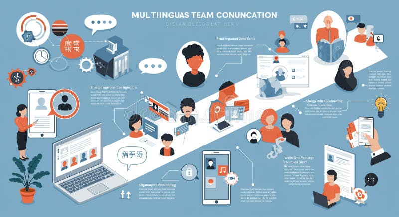 Infographic Illustrating Multilingual Team Communication. Features ...