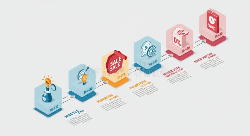 Infographic Illustrating a Sales Process with Five 3D Blocks in a ...