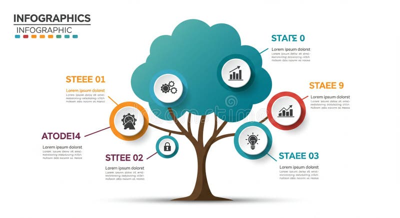 Infographic Illustrating Stages of a Process Using a Tree Diagram ...
