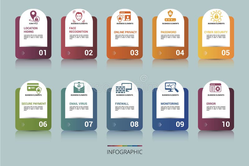 Infographic Internet Security Template. Icons in Different Colors ...