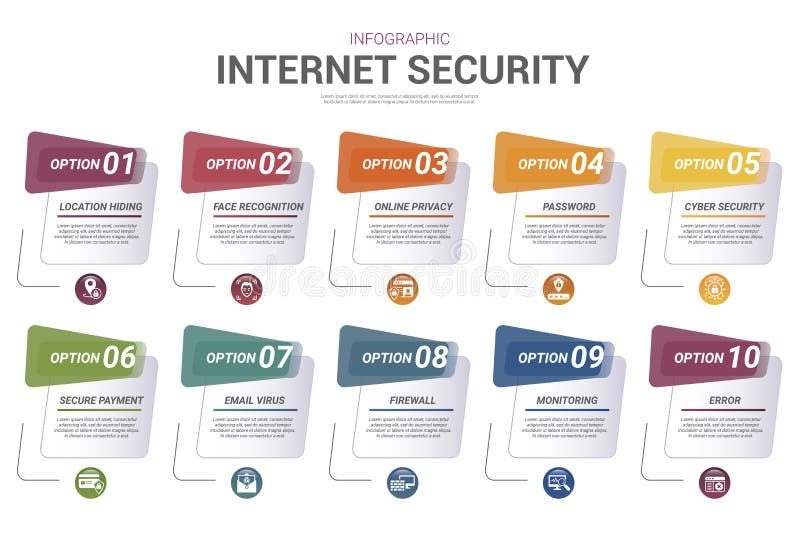 Infographic Internet Security Template. Icons in Different Colors ...