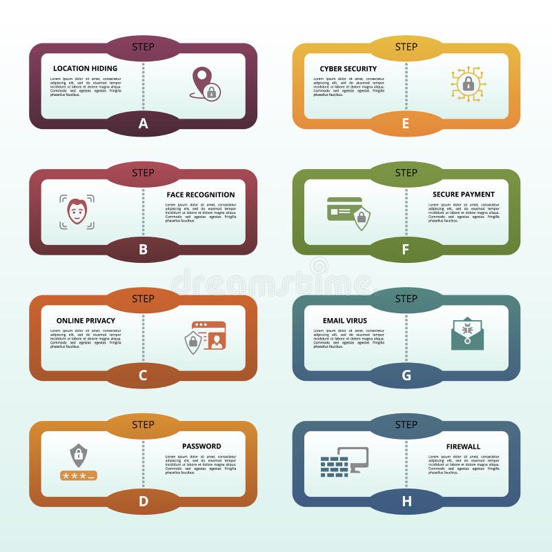 Infographic Internet Security Template. Icons in Different Colors ...