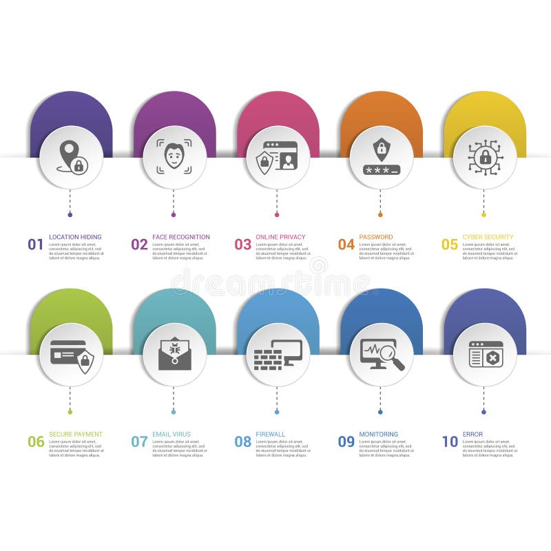 Infographic Internet Security Template. Icons in Different Colors ...