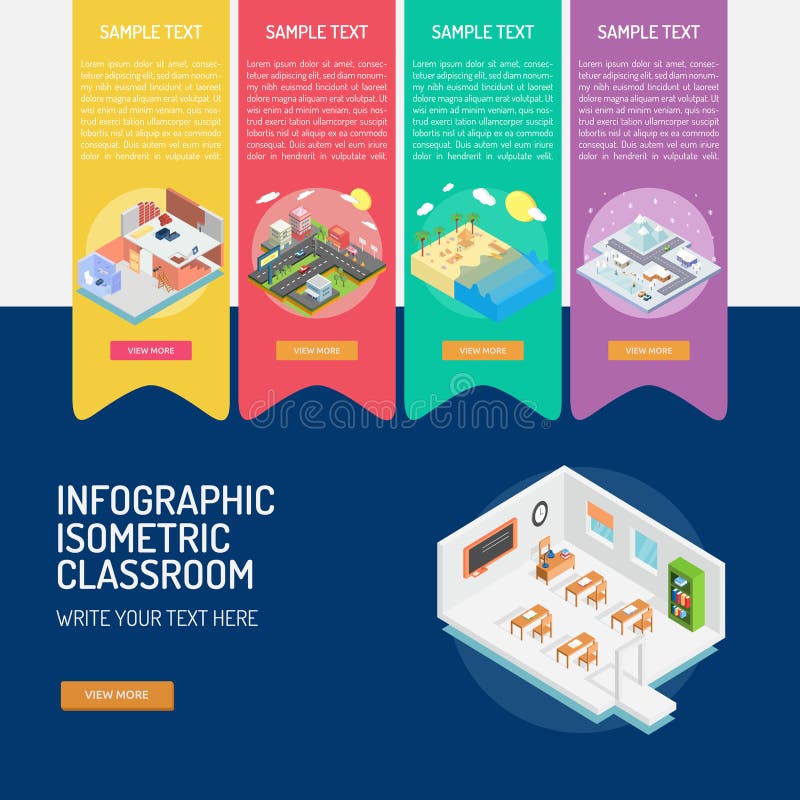 Infographic Isometric Classroom Stock Vector - Illustration of cupboard ...