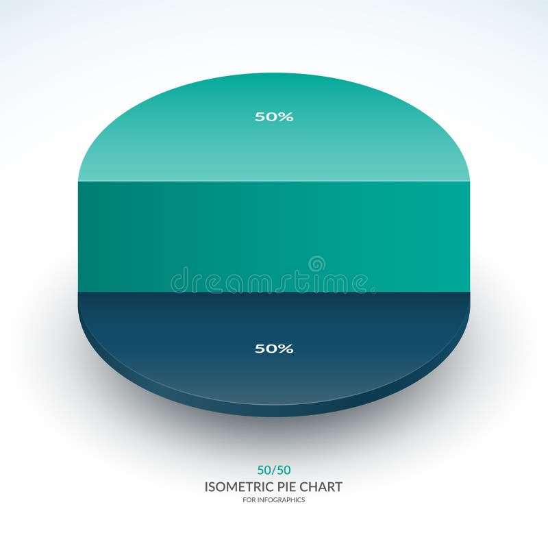 Infographic Isometric Pie Chart Template. Share of 50 and 50 Percent ...