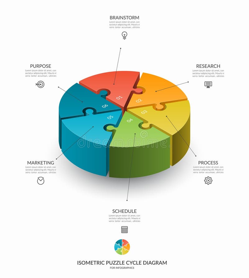 Infographic Isometric Puzzle Circular Template. Cycle Diagram with 6 ... Infographic Isometric Puzzle Circular Template. Cycle Diagram with 6 ...