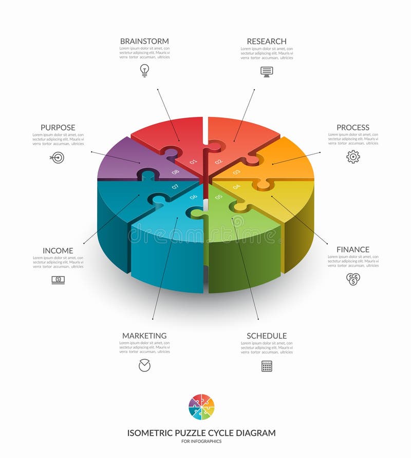 Infographic Isometric Puzzle Circular Template. Cycle Diagram with 8 ... Infographic Isometric Puzzle Circular Template. Cycle Diagram with 8 ...