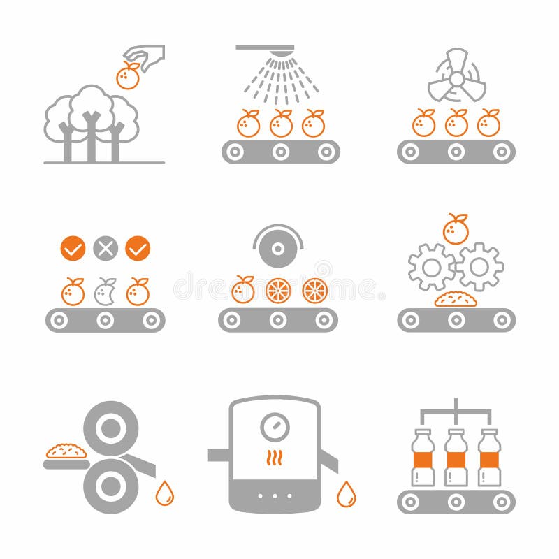 Infographic Juice Manufacture Process. Orange Juice Production Process ...