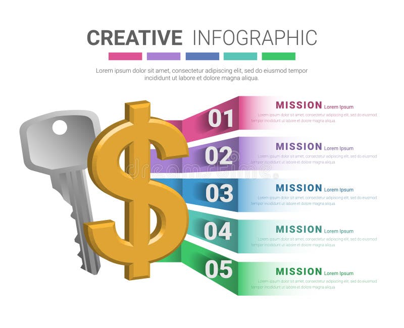 Infographic Key Design Template for Presentation Business Stock Vector ...