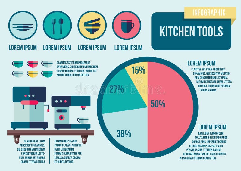 Infographic of Kitchen Tools. Vector Illustration Decorative Design ...