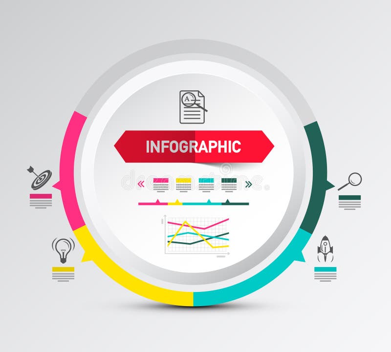 Modern Data Flow Chart. Circle Presentation Concept With Labels And ... Modern Data Flow Chart. Circle Presentation Concept With Labels And ...
