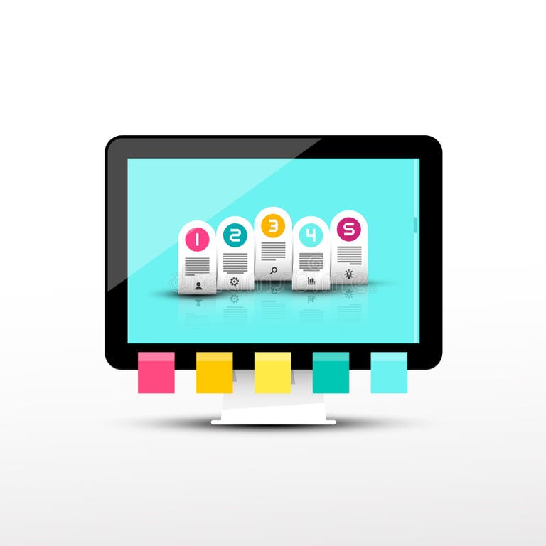 Infographic Layout on Computer Screen. Stock Vector - Illustration of ...