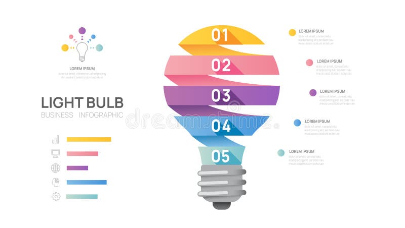 Infographic Light Bulb Diagram Template for Business Education. Modern ...