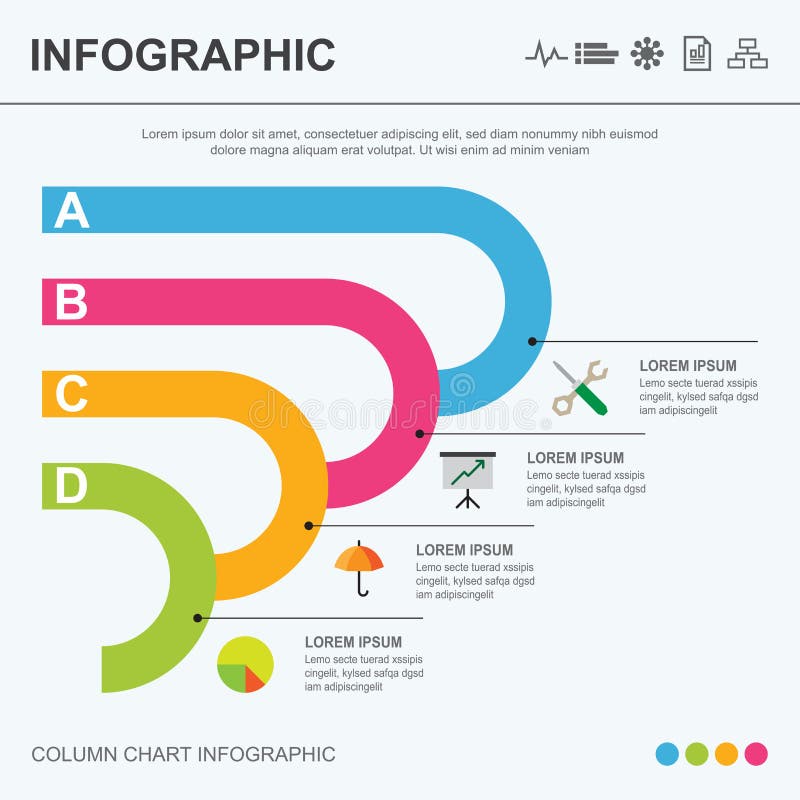 Infographic Line Curve Four Topics Stock Vector - Illustration of ...