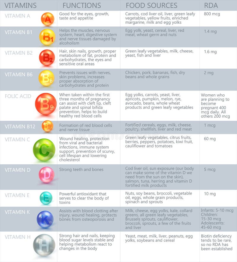 Infographic List of Vitamins Stock Vector - Illustration of eating ...