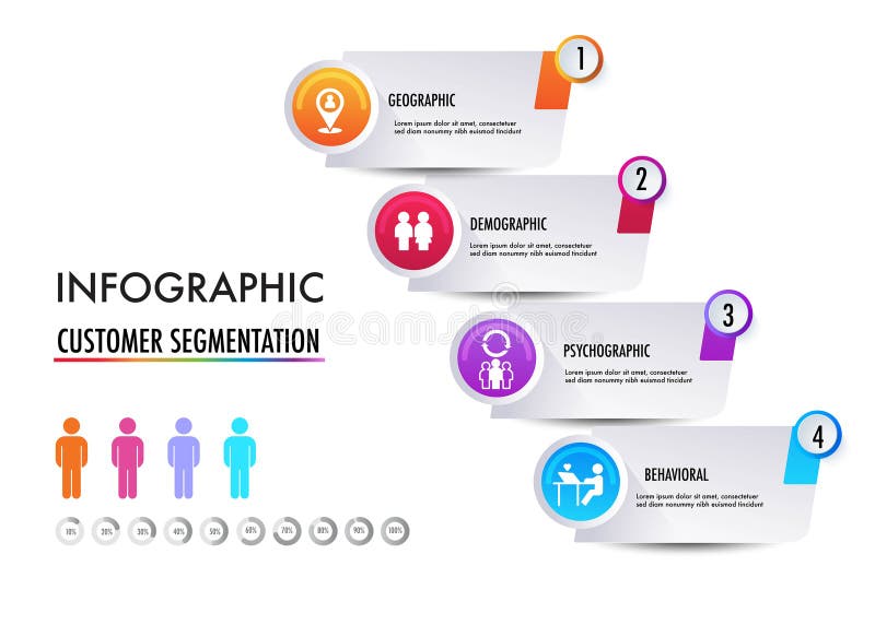 4 Step Options Infographic Template and Percentage Stock Illustration ...