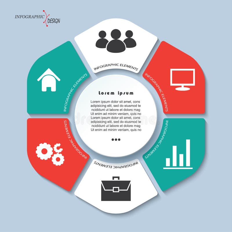 Infographic Mall Med 6 Moment Och Cirkel, Delar Vektor Illustrationer ...