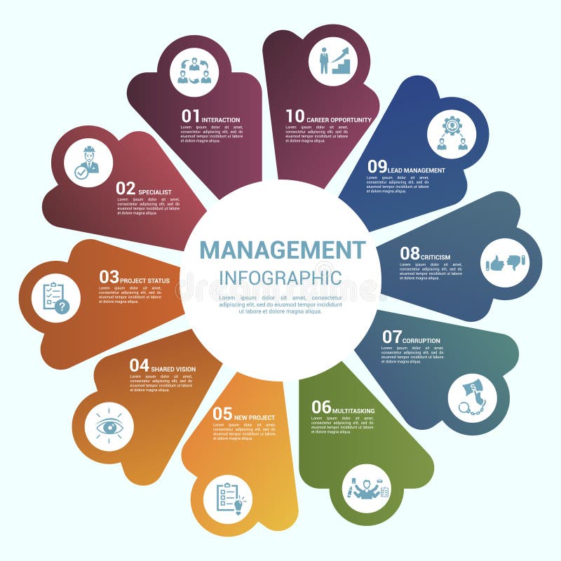 Infographic Management Icons Vector Illustration. 5 Colored Steps Info ...