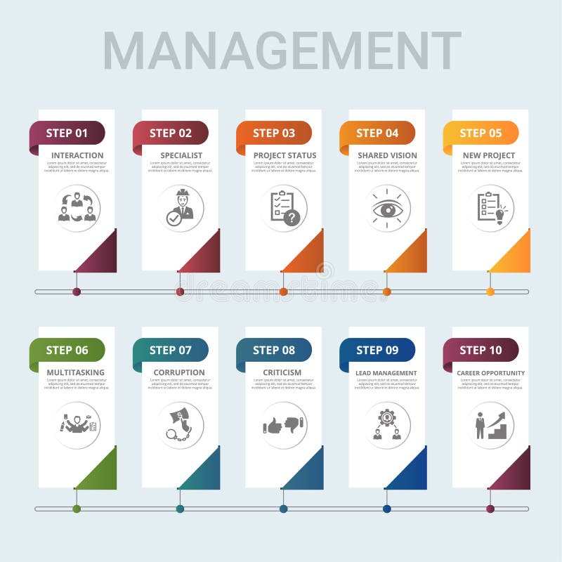 Infographic Management Template. Icons in Different Colors. Include ...