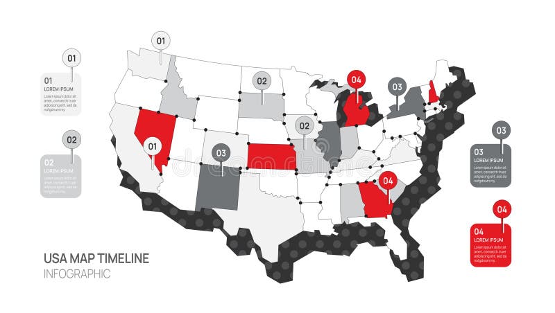 Infographic Map for Business. 4 Steps Modern Border. Element Usa Map ...