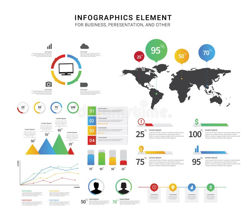 Infographic Map Rocket Pie Circle Status Track Line Chart Rating Male ...