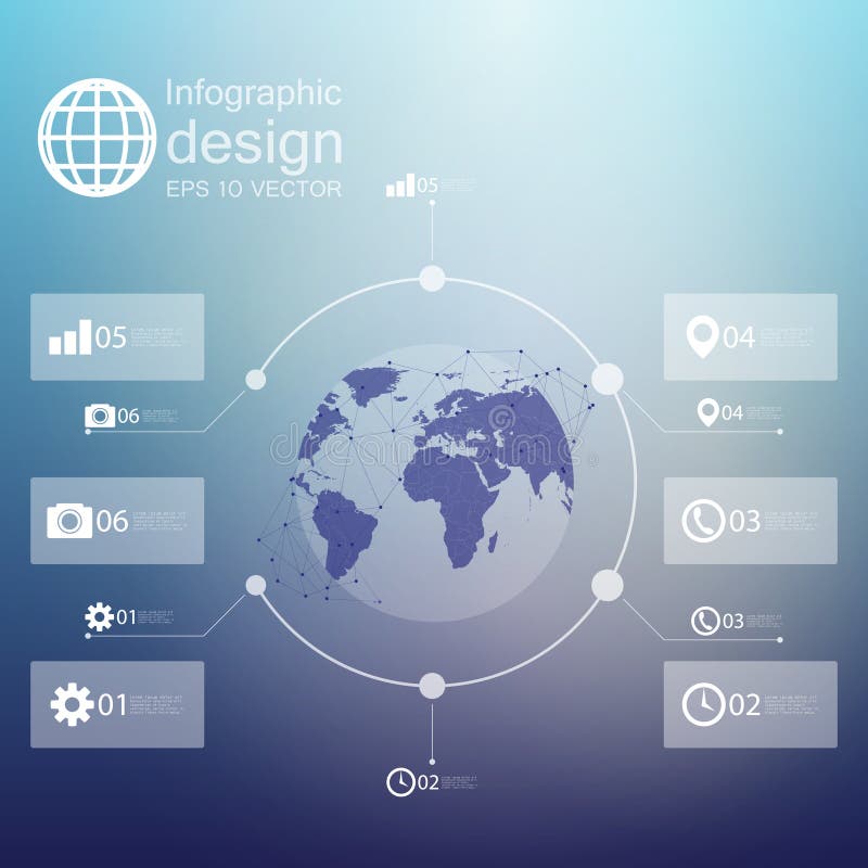Infographic Med Unfocused Bakgrund Och Symboler Vektor Illustrationer ...