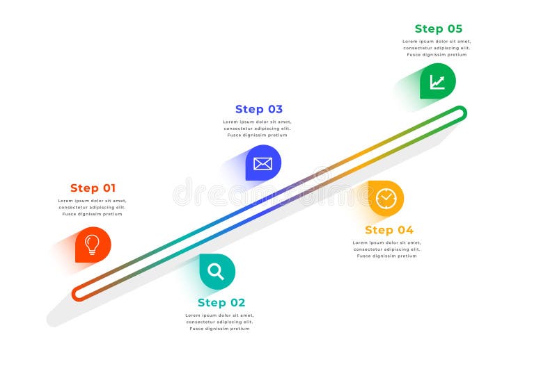 Infographic Milestone Growth Path Template with Five Step Process Stock ...