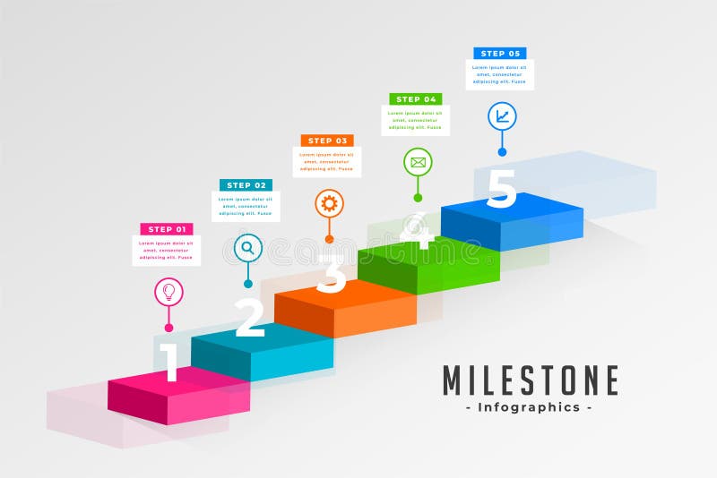 Infographic Milestone Step Layout with Five Option Workflow Stock ...