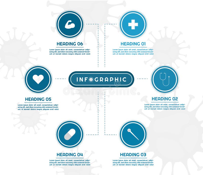 Infographic Mind Map Style for Medical Circle Icon Label Dashed Line ...