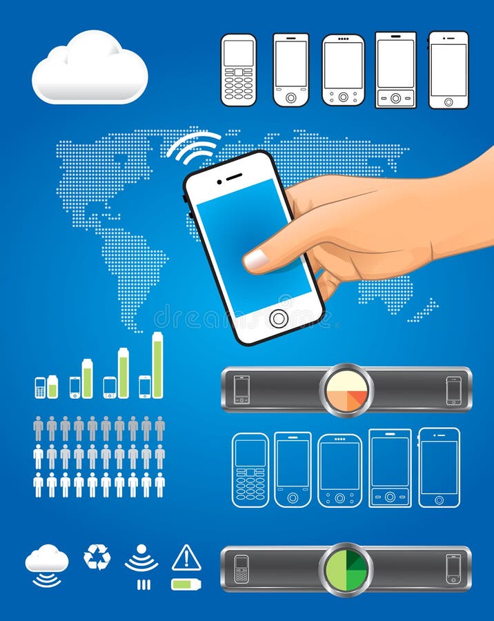 Mobile Navigation Map Icons Connections Design Stock Vector ...