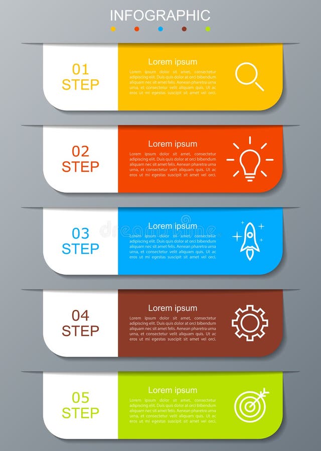 Infographic Modern with Five Options Step Stock Vector - Illustration ...