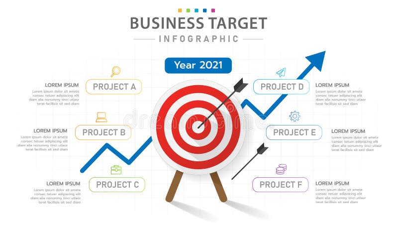 Infographic Modern 12 Months Target Diagram with Year Quarters. Stock ...