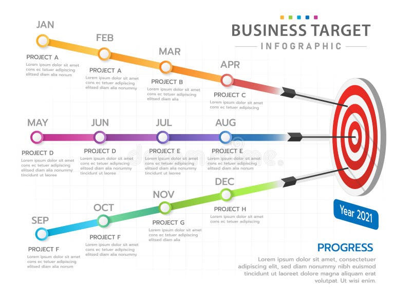 Infographic Modern Target Diagram with Project Timeline. Stock Vector ...
