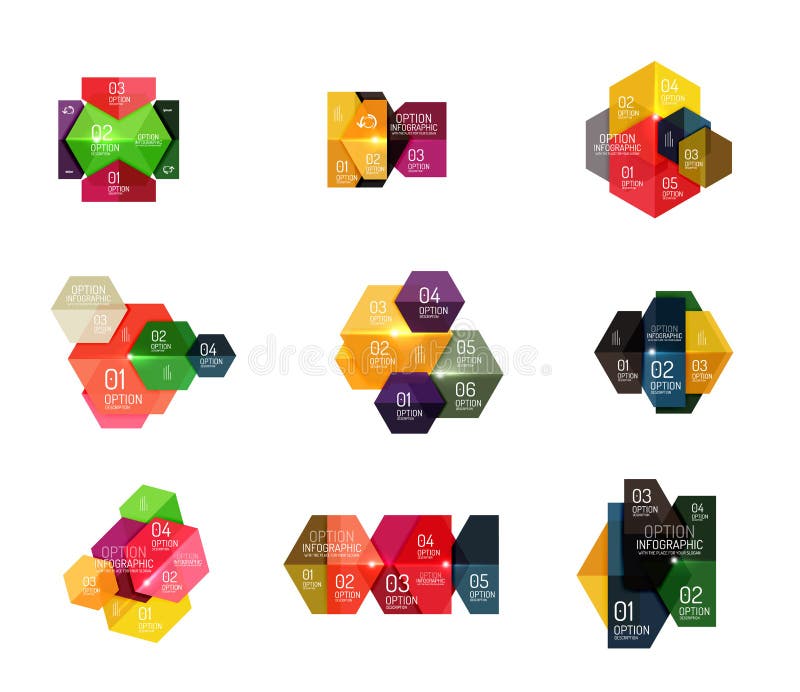 Infographic Moderna Mallar - Geometriska Former Vektor Illustrationer ...