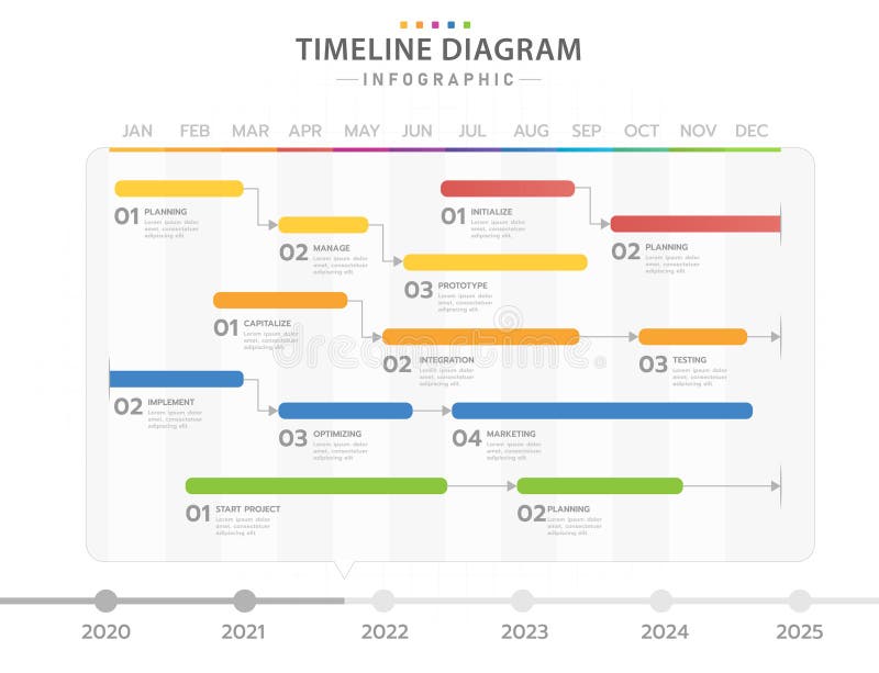 Infographic Monthly Modern Timeline Gantt Chart Table with Process ...