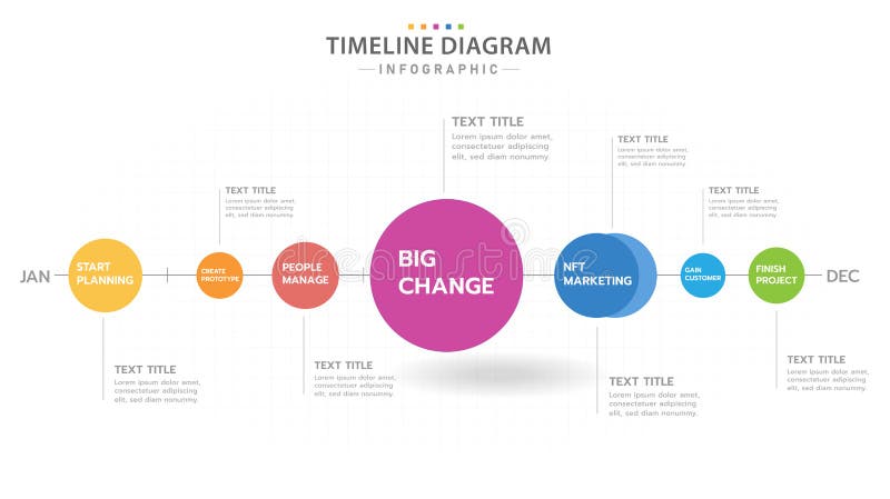 Infographic 12 Months Modern Timeline Diagram Calendar with Circles ...
