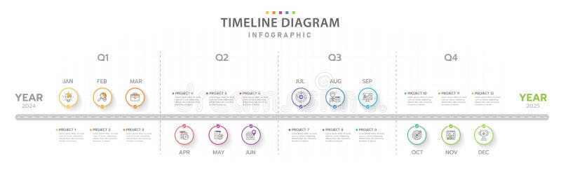 Infographic 12 Months Modern Timeline Diagram Calendar, Presentation ...
