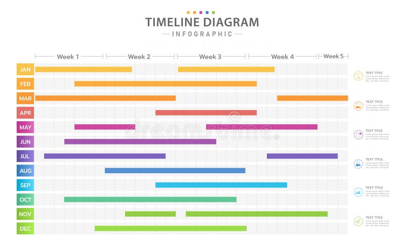 Infographic 12 Months Modern Timeline Diagram Calendar, Separated by ...